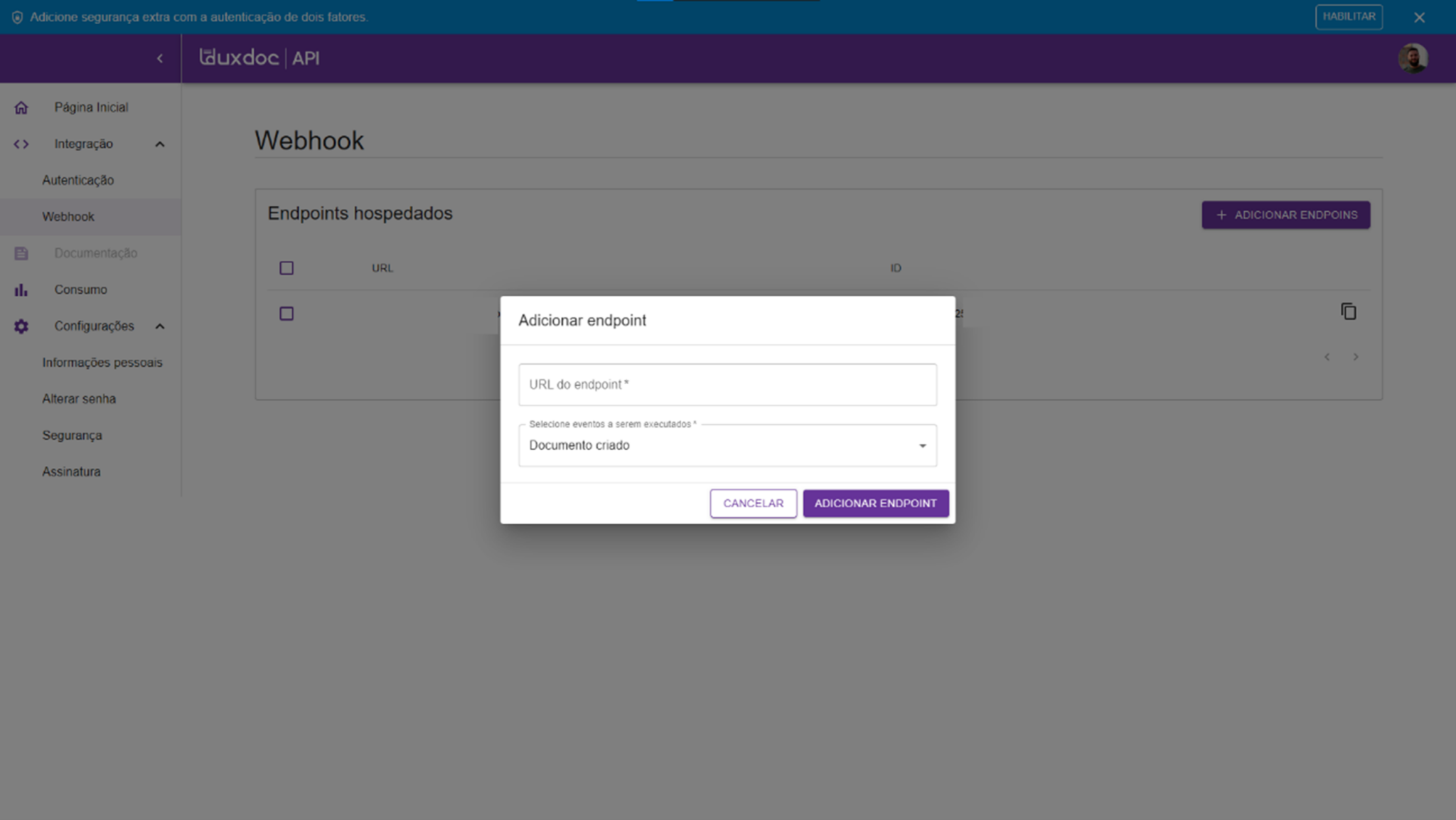 UX DOC API - Documentação: Configuração e utilização do Webhook - UX.DOC UX DOC API - Documentação: Configuração e utilização do Webhook - UX.DOC